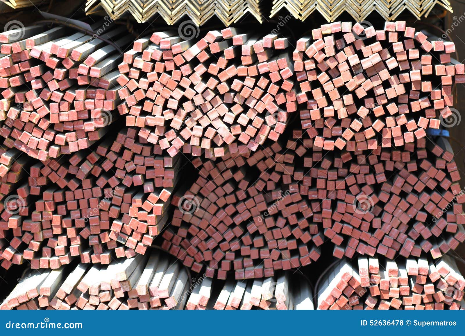 Long Metal Bars of Square Cross Section Stock Photo - Image of storage ...