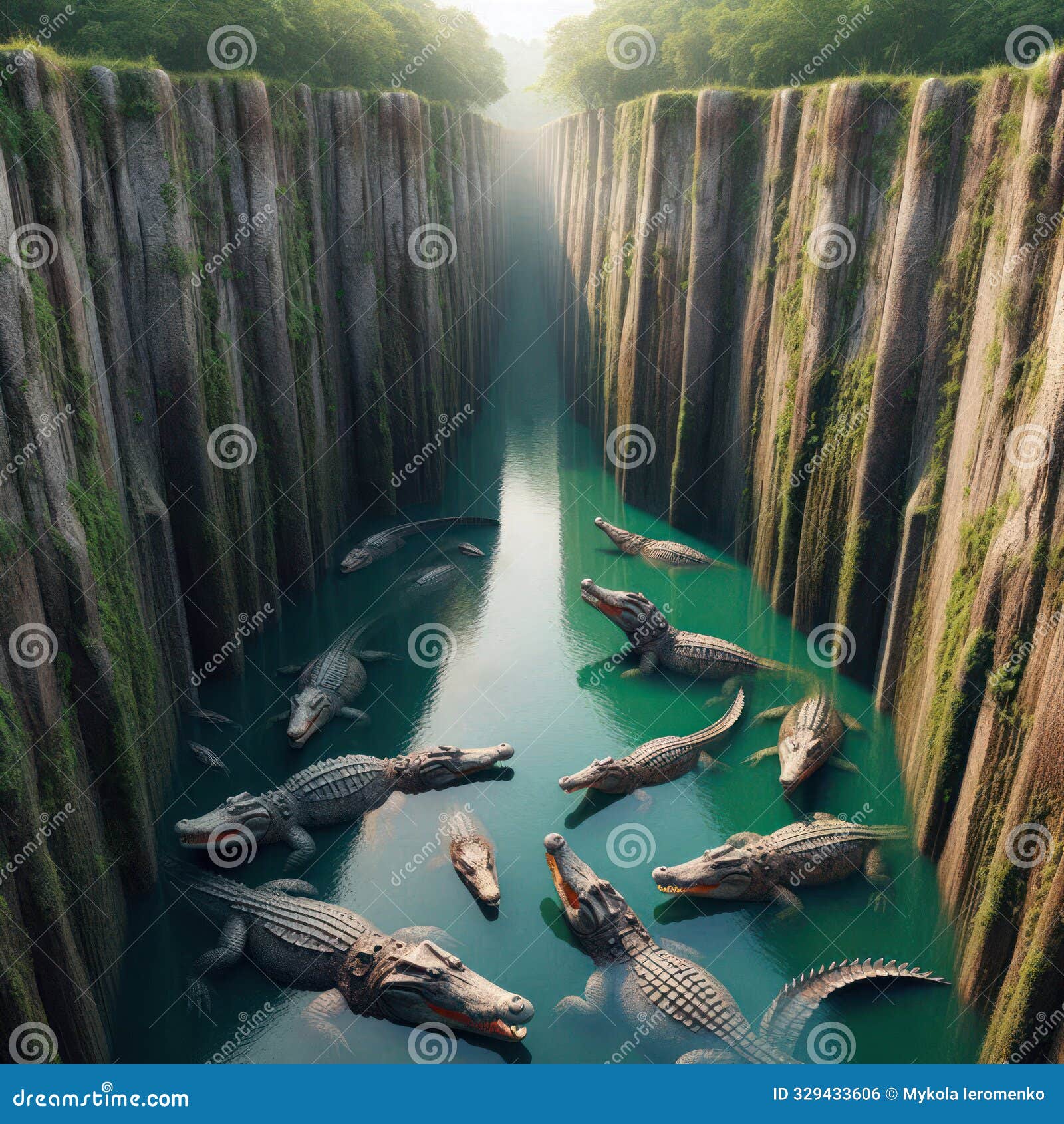 A Long Moat Filled with Crocodiles. Stock Photo - Image of ditch ...