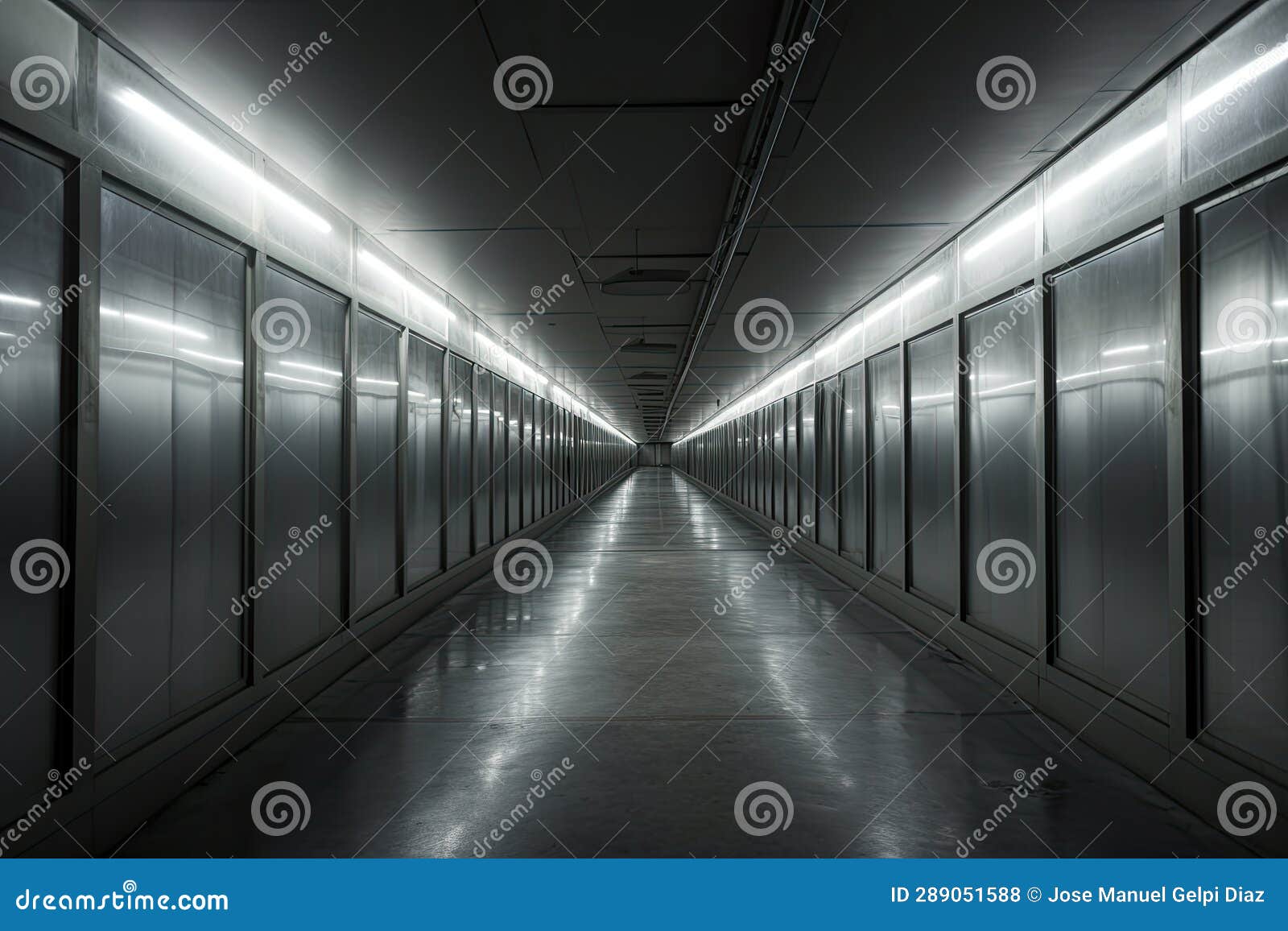 Long Modern Corridor with Bars. Generative AI Stock Photo - Image of ...