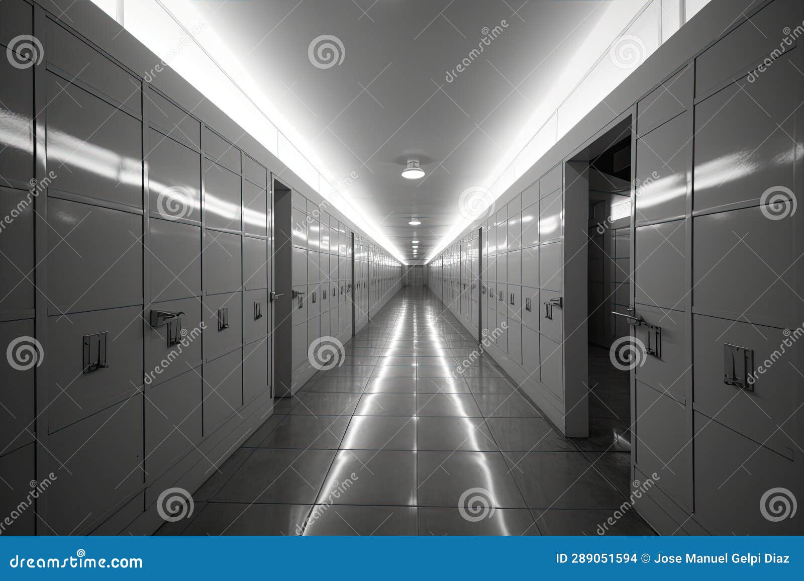 Long Modern Corridor with Bars. Generative AI Stock Photo - Image of ...