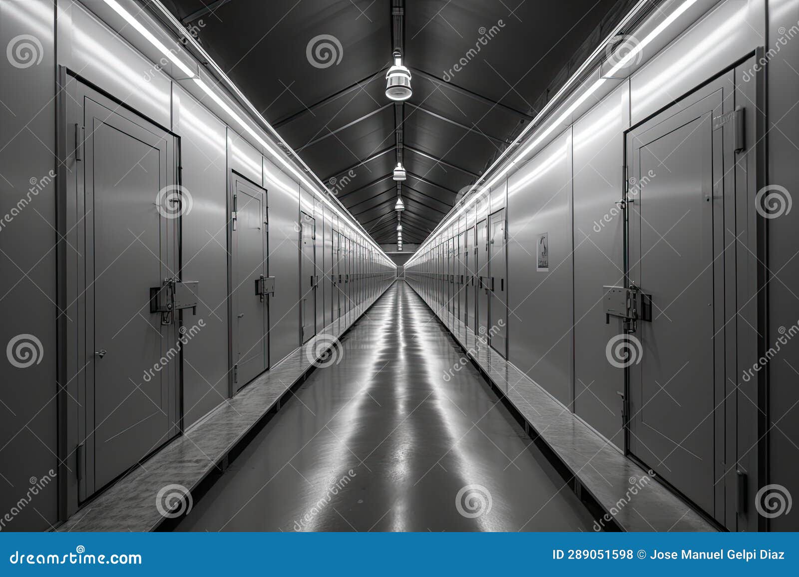 Long Modern Corridor with Bars. Generative AI Stock Photo - Image of ...