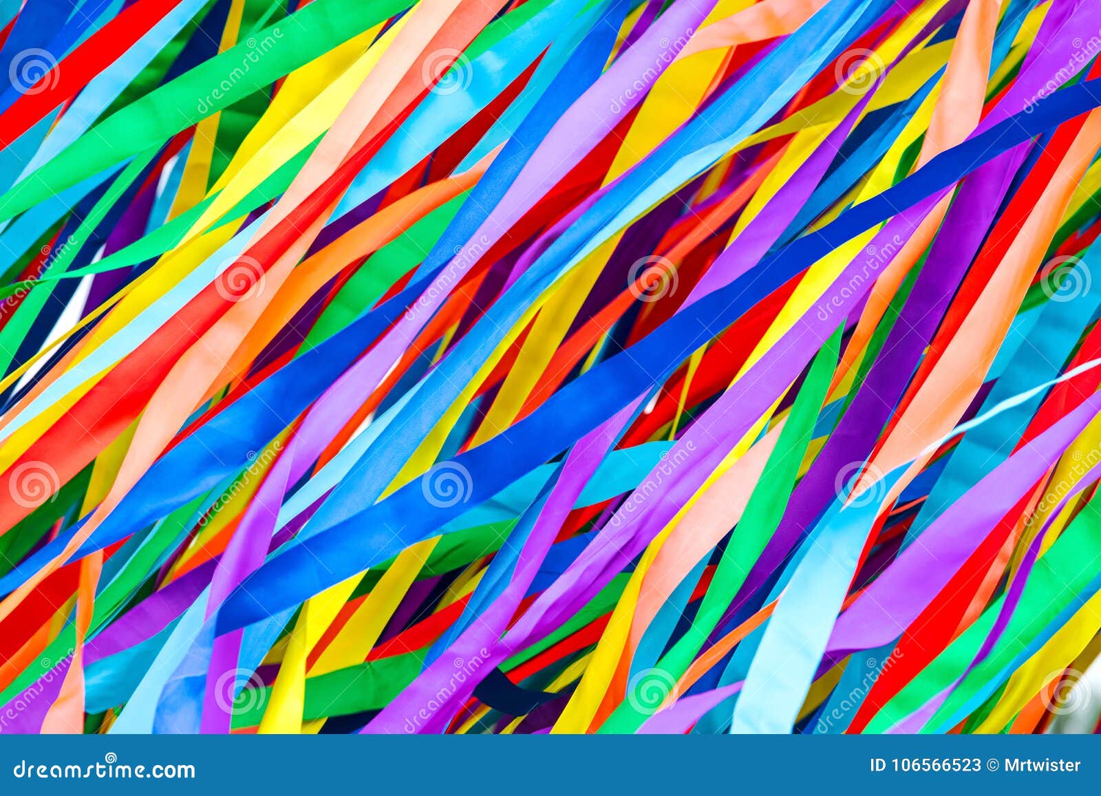Long Multicolored Ribbons is Fluttering in the Wind. Festive Background ...
