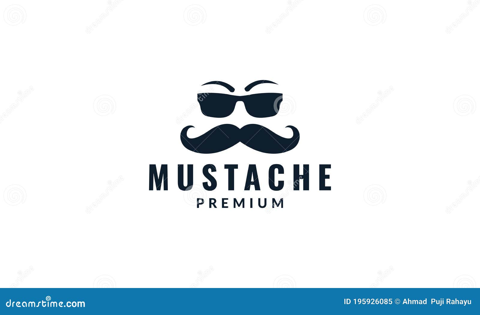 Long Mustache Face with Sunglasses Logo Design Stock Vector ...