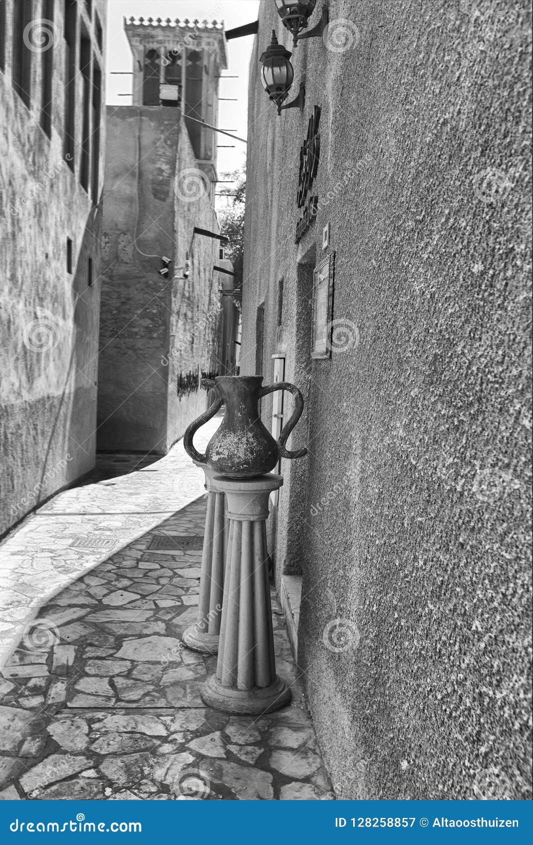 Long and Narrow Ally Way in Dubai with Buildings in Artistic Con Stock ...