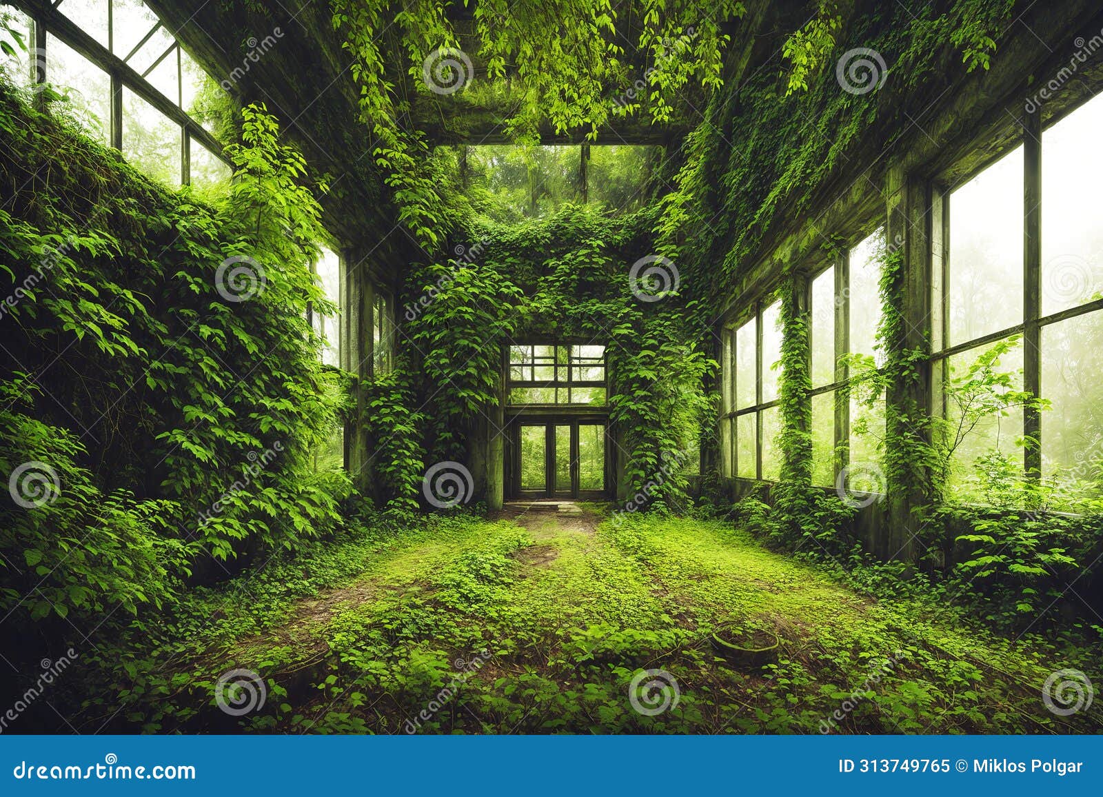 A Long, Narrow Corridor with Large Windows on Either Side. Stock Image ...