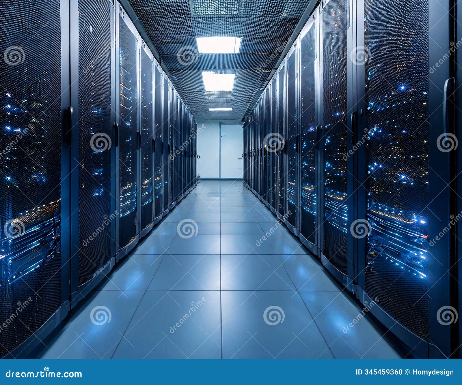 A Long, Narrow Corridor Lined with Rows of Towering Server Racks ...