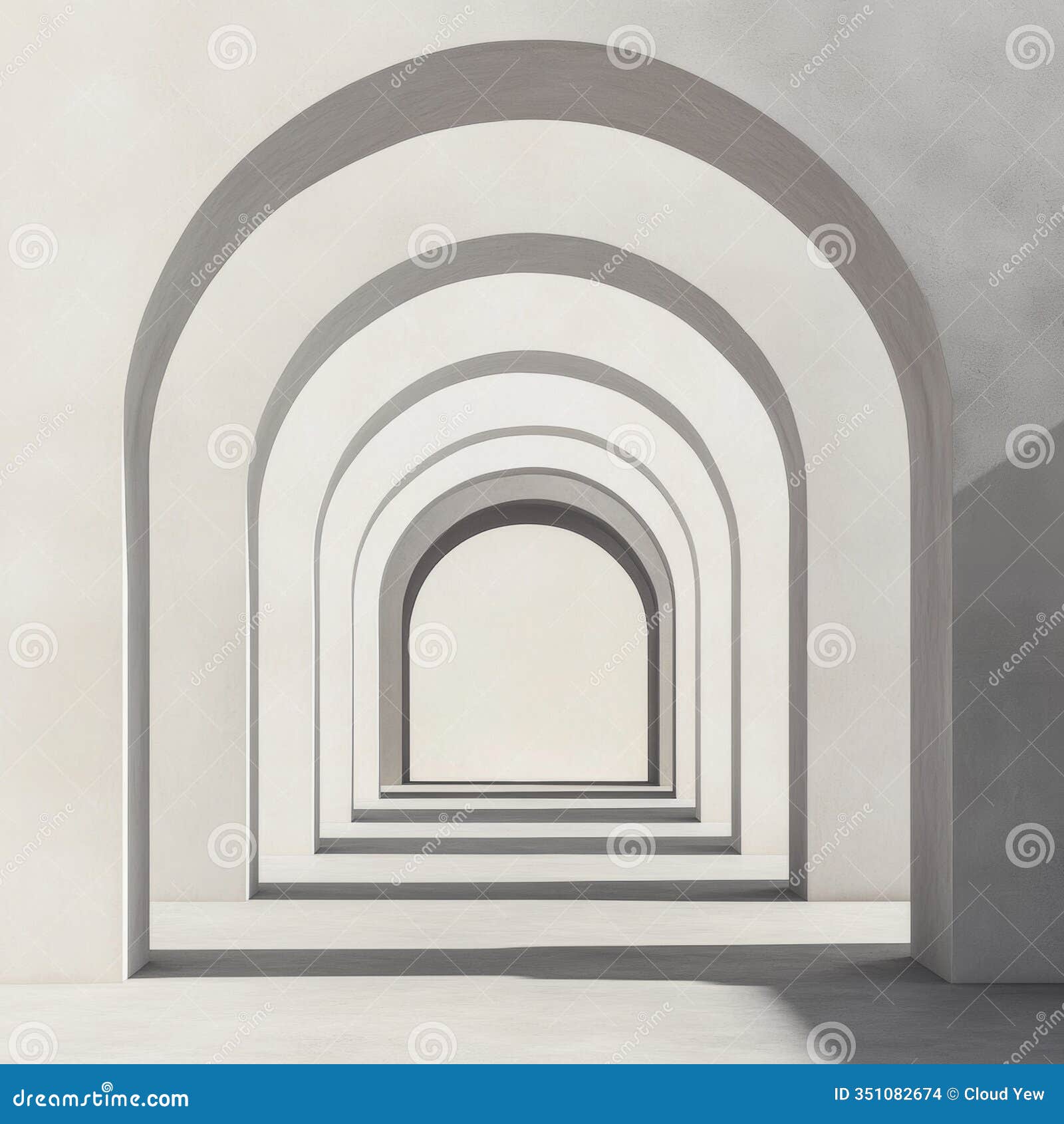 A Long, Narrow, White Archway with a White Wall Stock Illustration ...
