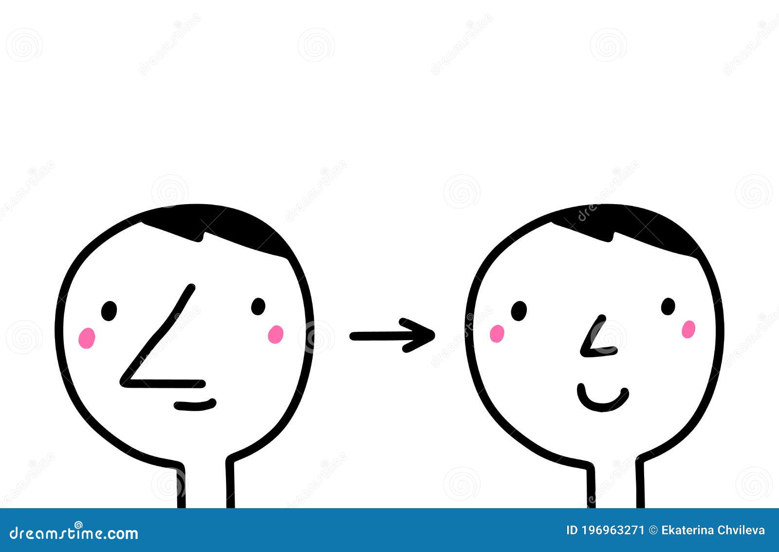 Long Nose before after Surgery Plastic Hand Drawn Vector Illustration ...