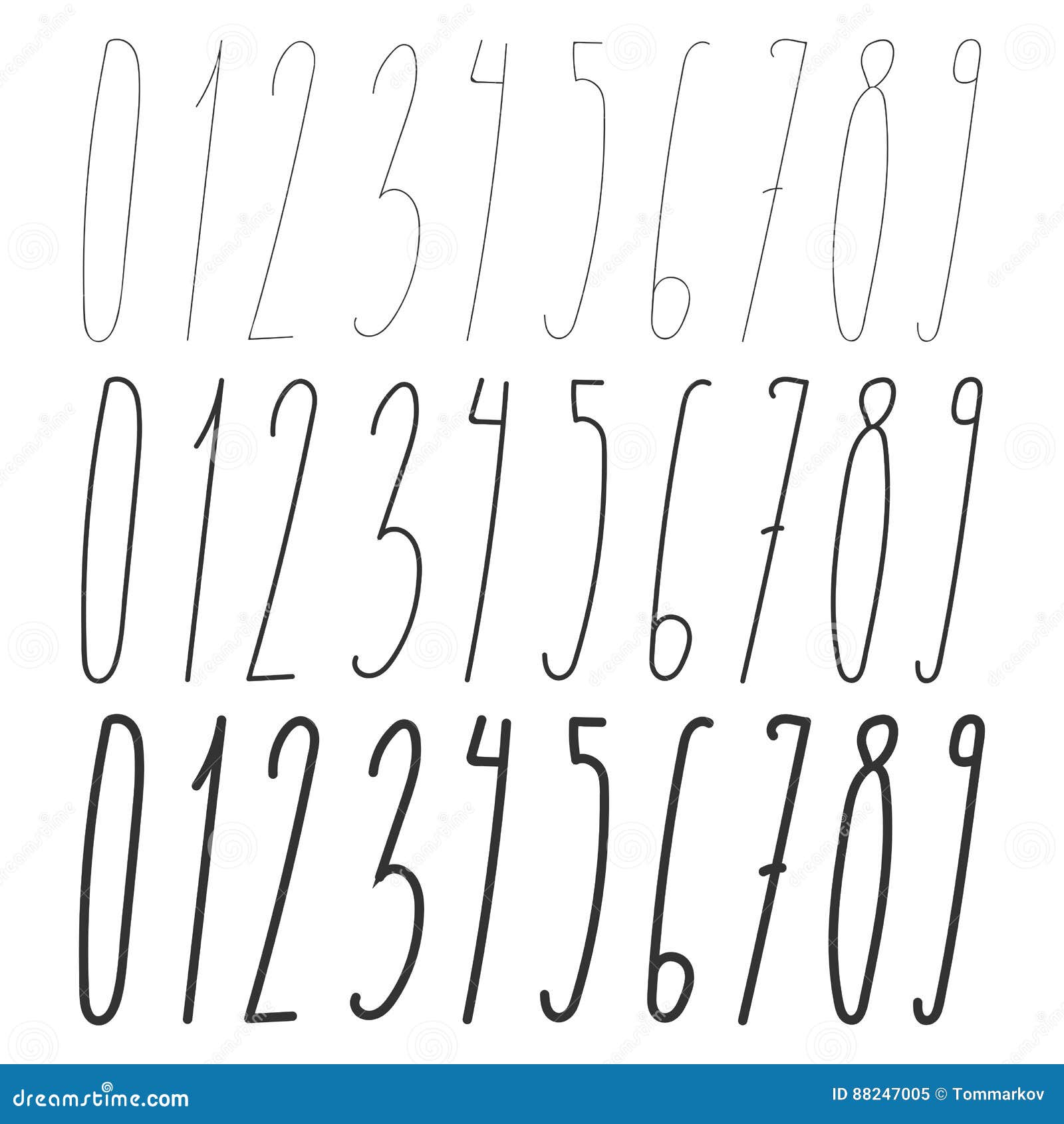 Long Number Font Three Thickness Stock Vector - Illustration of long ...