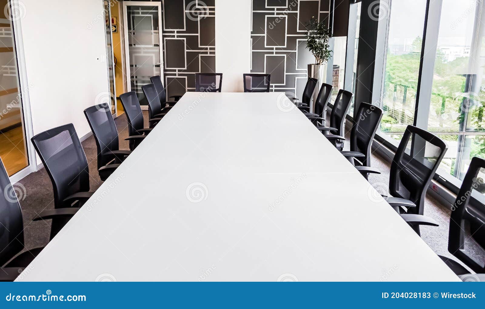 Long Office Table with a Lot of Chairs Stock Image - Image of desk ...