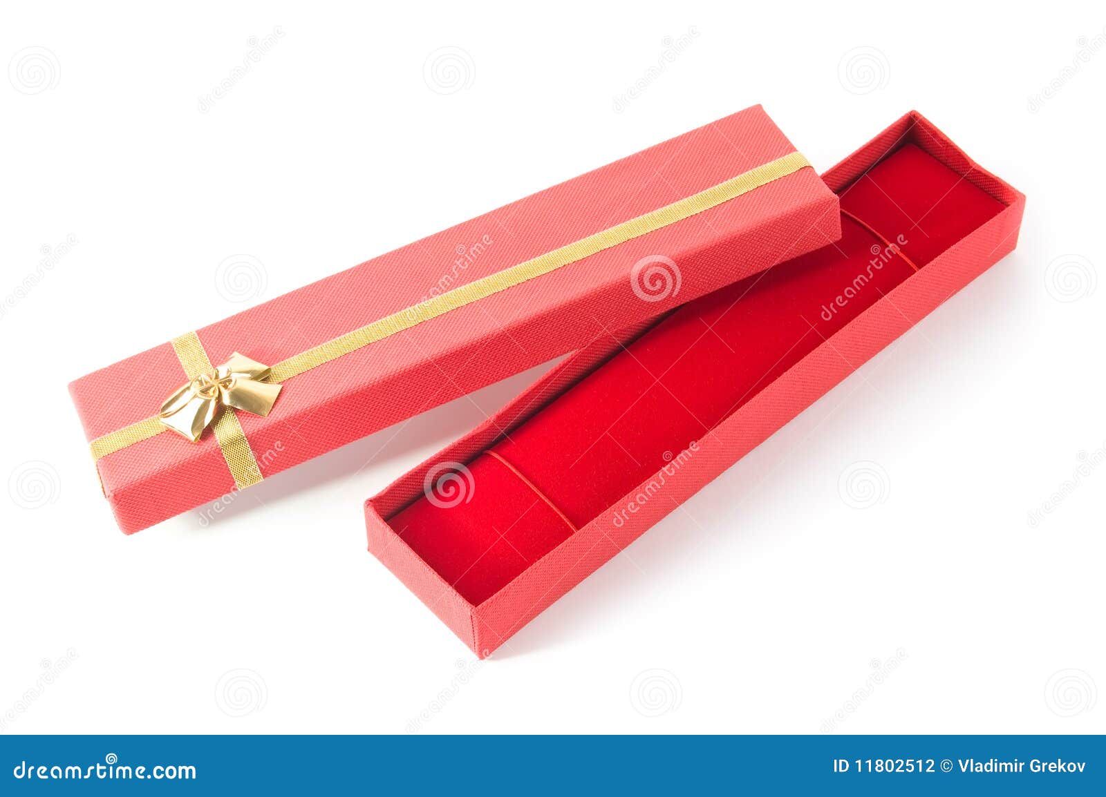 Long open red gift box stock photo. Image of ribbons - 11802512