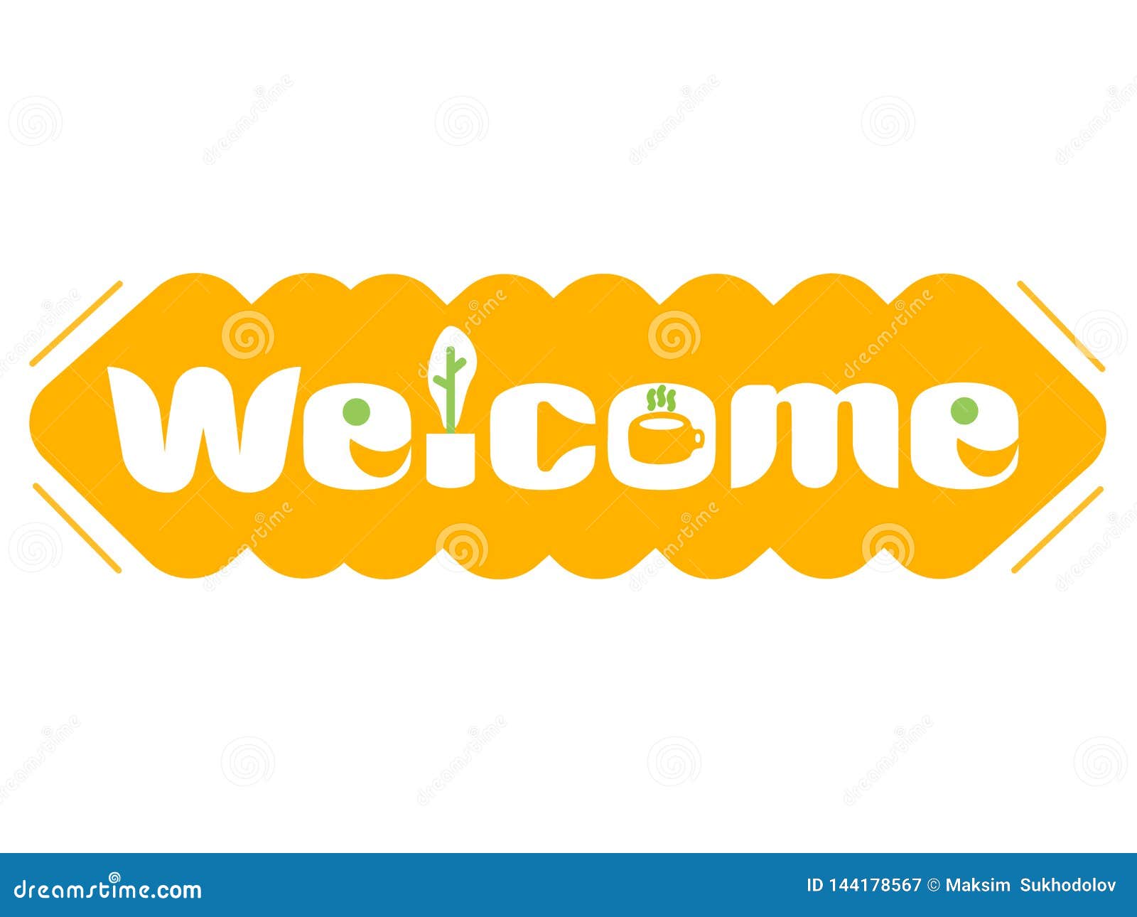 A Long Orange Banner with the Word Welcome Stock Vector - Illustration ...