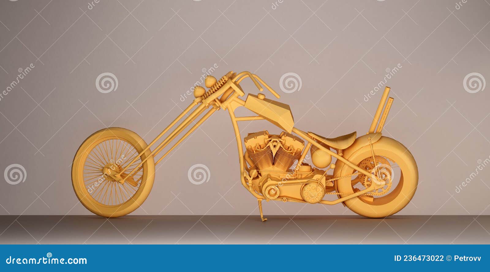 Long Orange Motorcycle Side View Stock Illustration - Illustration of ...
