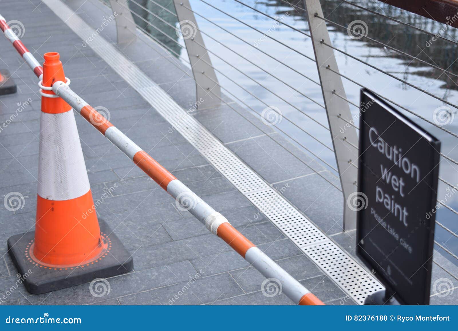 Long Orange and White Cones and Poles Stock Photo - Image of poles ...