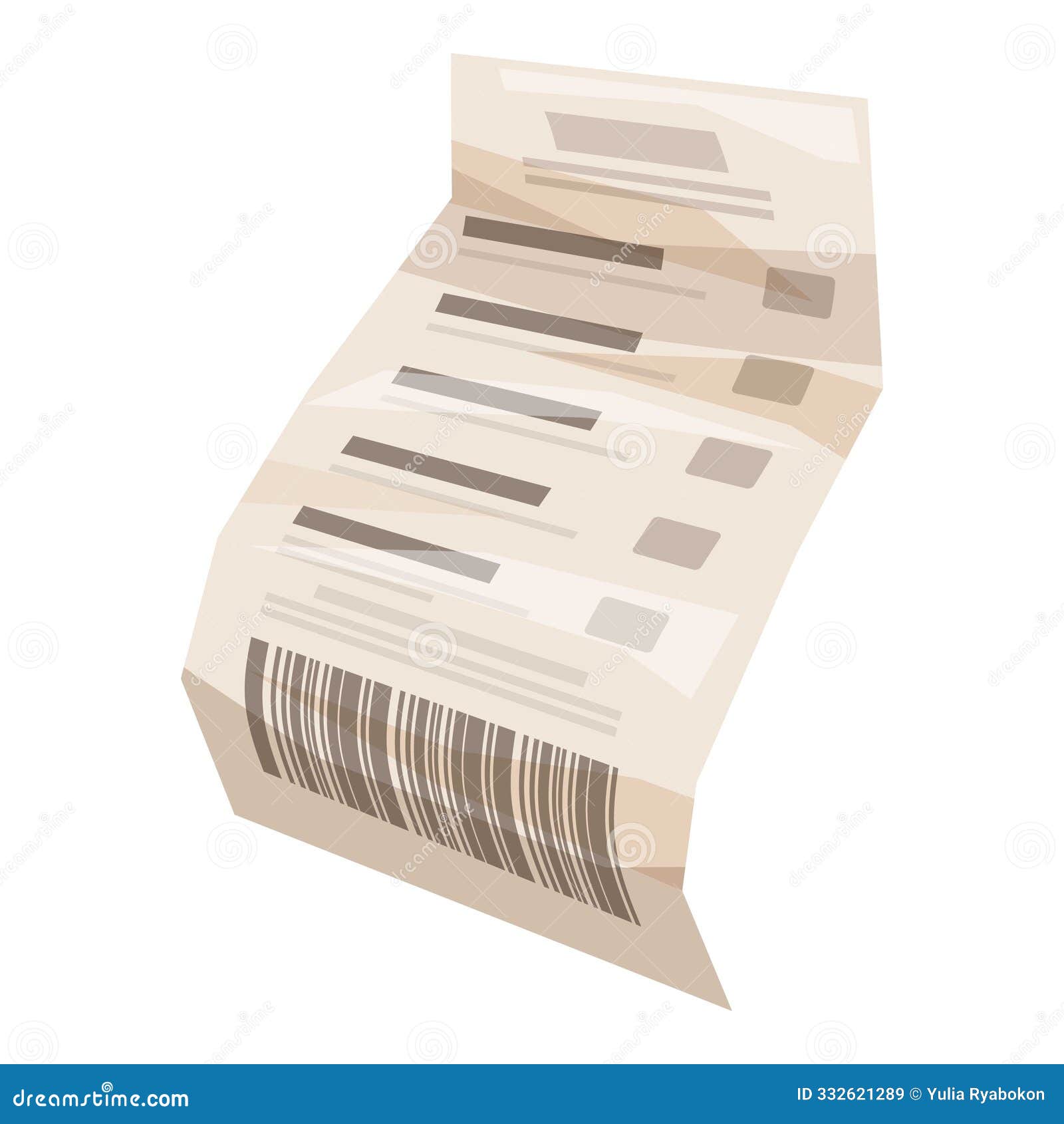 Long Paper Receipt with Barcode Showing Purchase Information Stock ...