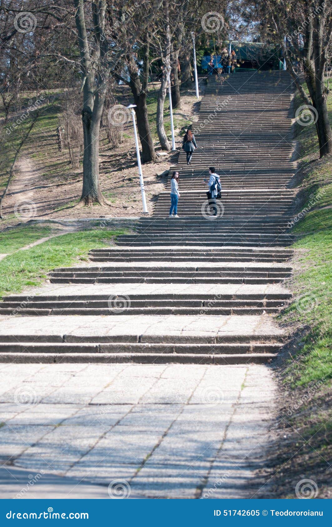 Long park stairs editorial image. Image of poles, promenade - 51742605