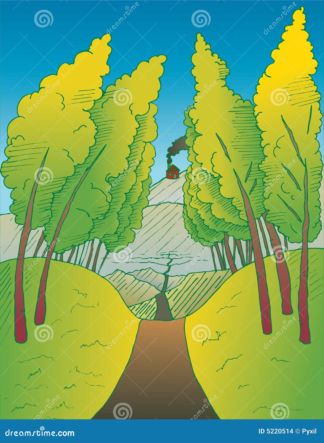 Long Path Home stock illustration. Illustration of path - 5220514