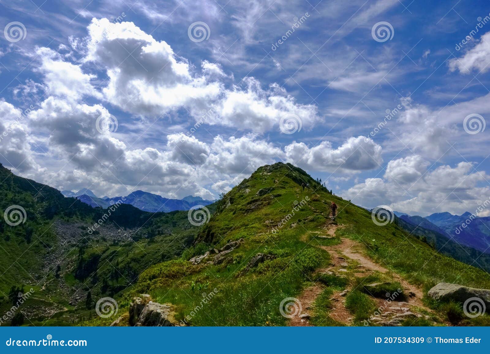 Long Path To a Summit from a Mountain with Clouds on the Sky Stock ...