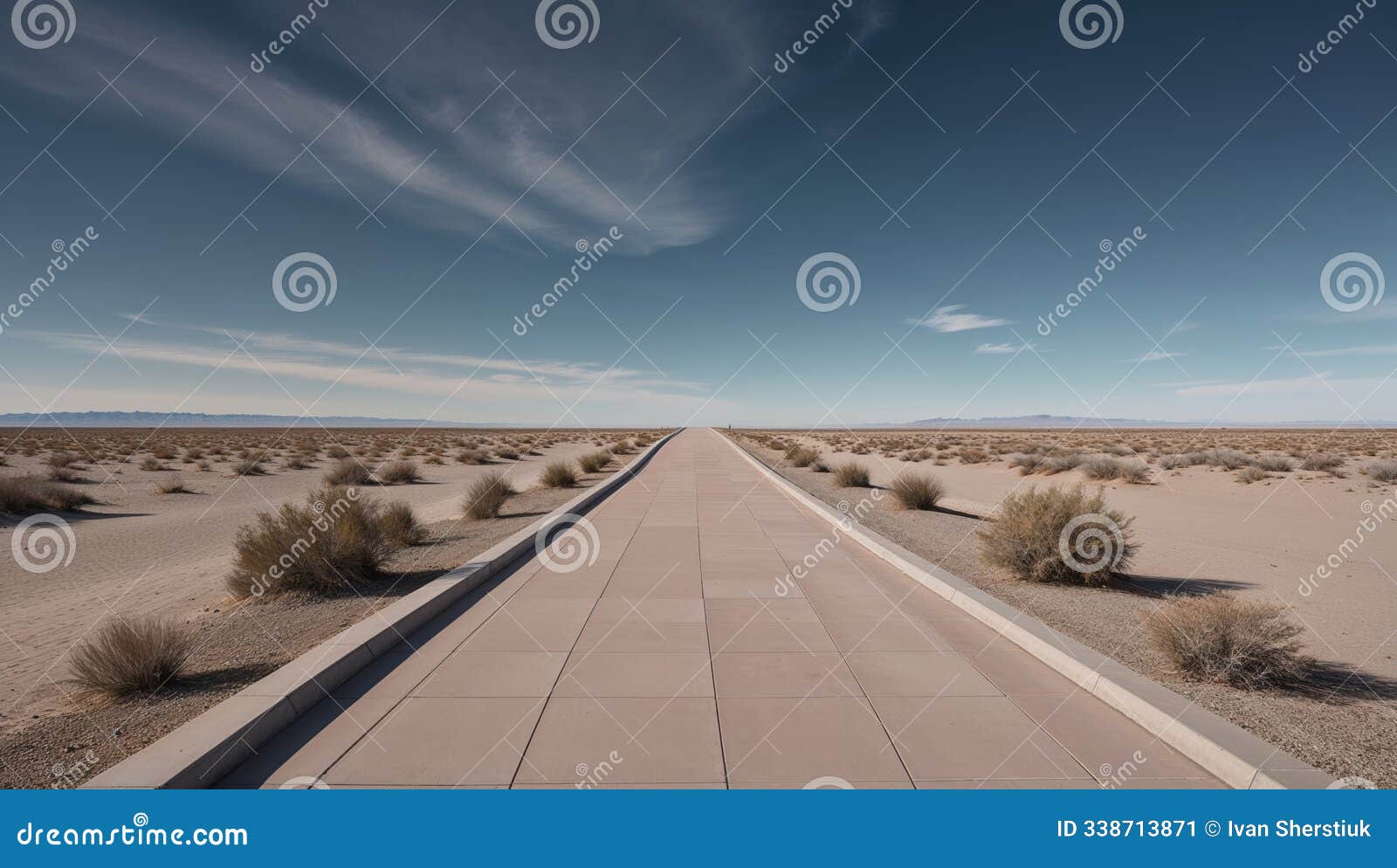 Long Paved Walkway in Middle of Desert Leading To Nowhere with Few ...