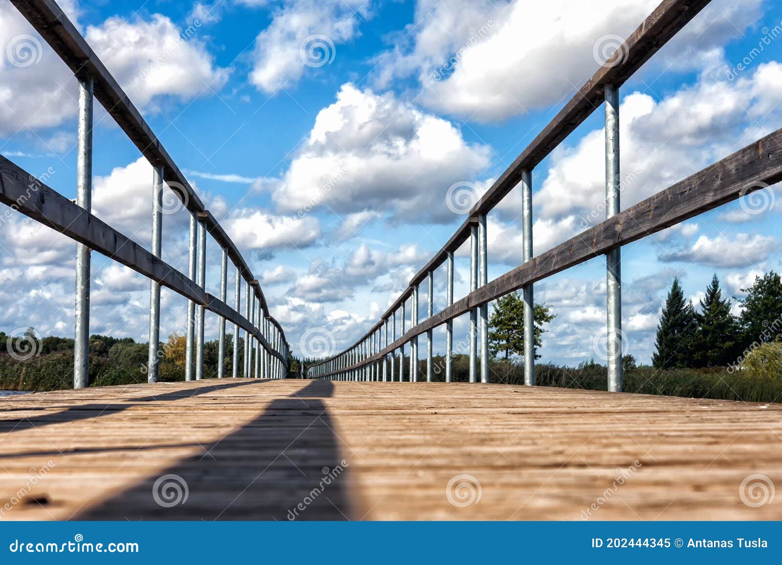 Pedestrian Bridge with Handrails Stock Image - Image of bridge ...