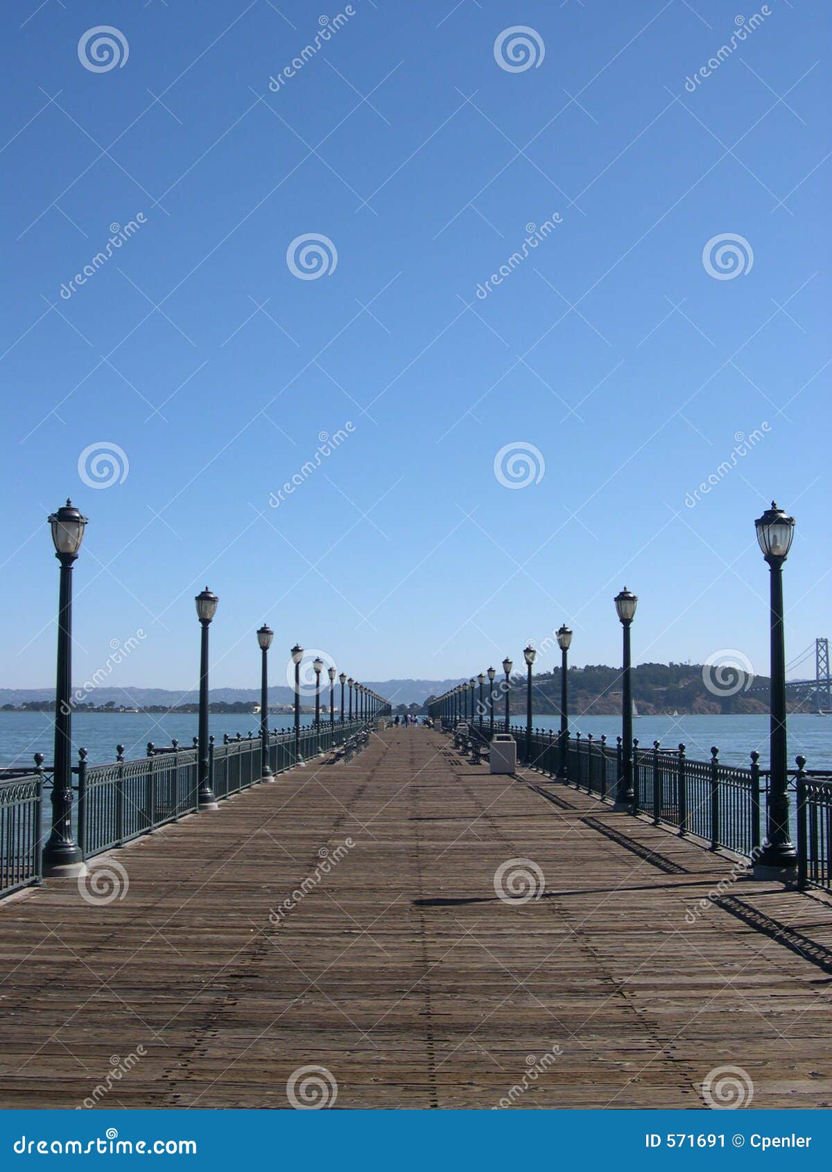 Long Pier. stock image. Image of long, scenic, lamps, ocean - 571691