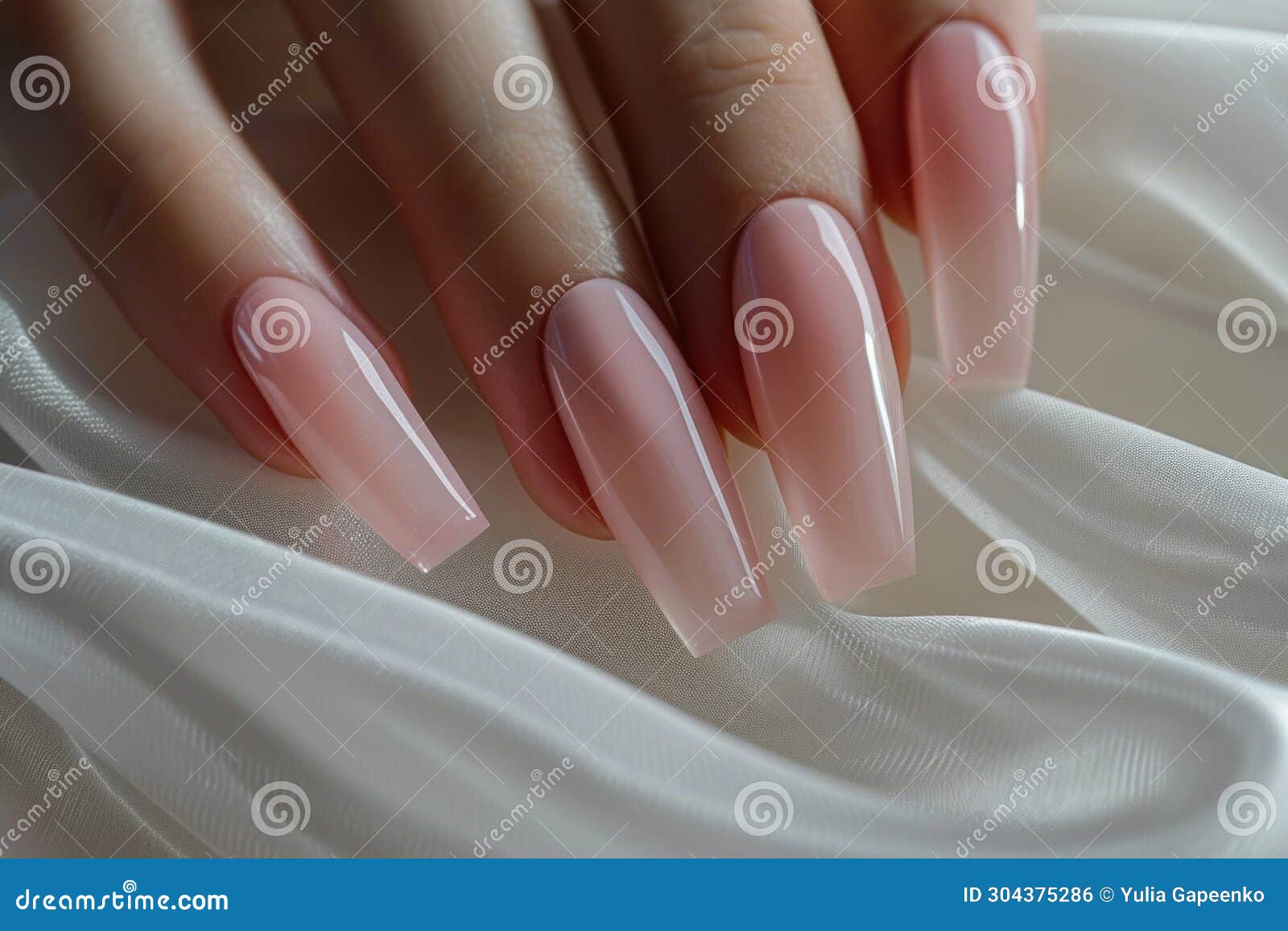 Long Pink Nails with Smooth Edges on White Fabric. Stock Illustration ...