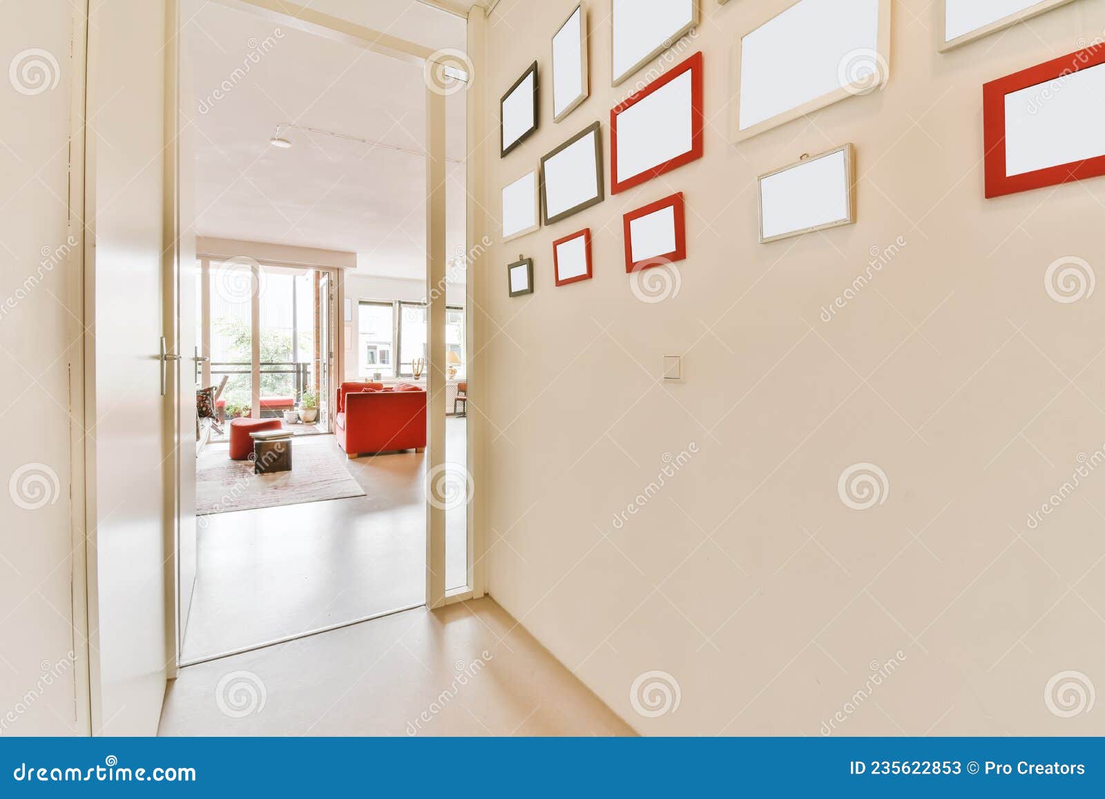 Long pretty white corridor stock image. Image of hallway - 235622853