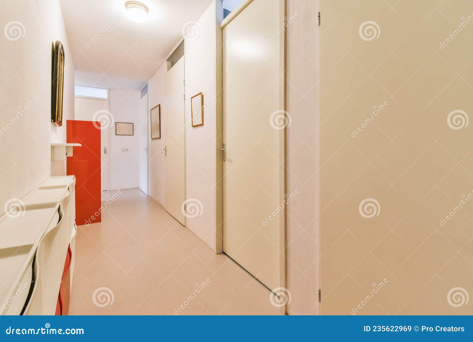 Long pretty white corridor stock image. Image of contemporary - 235622969