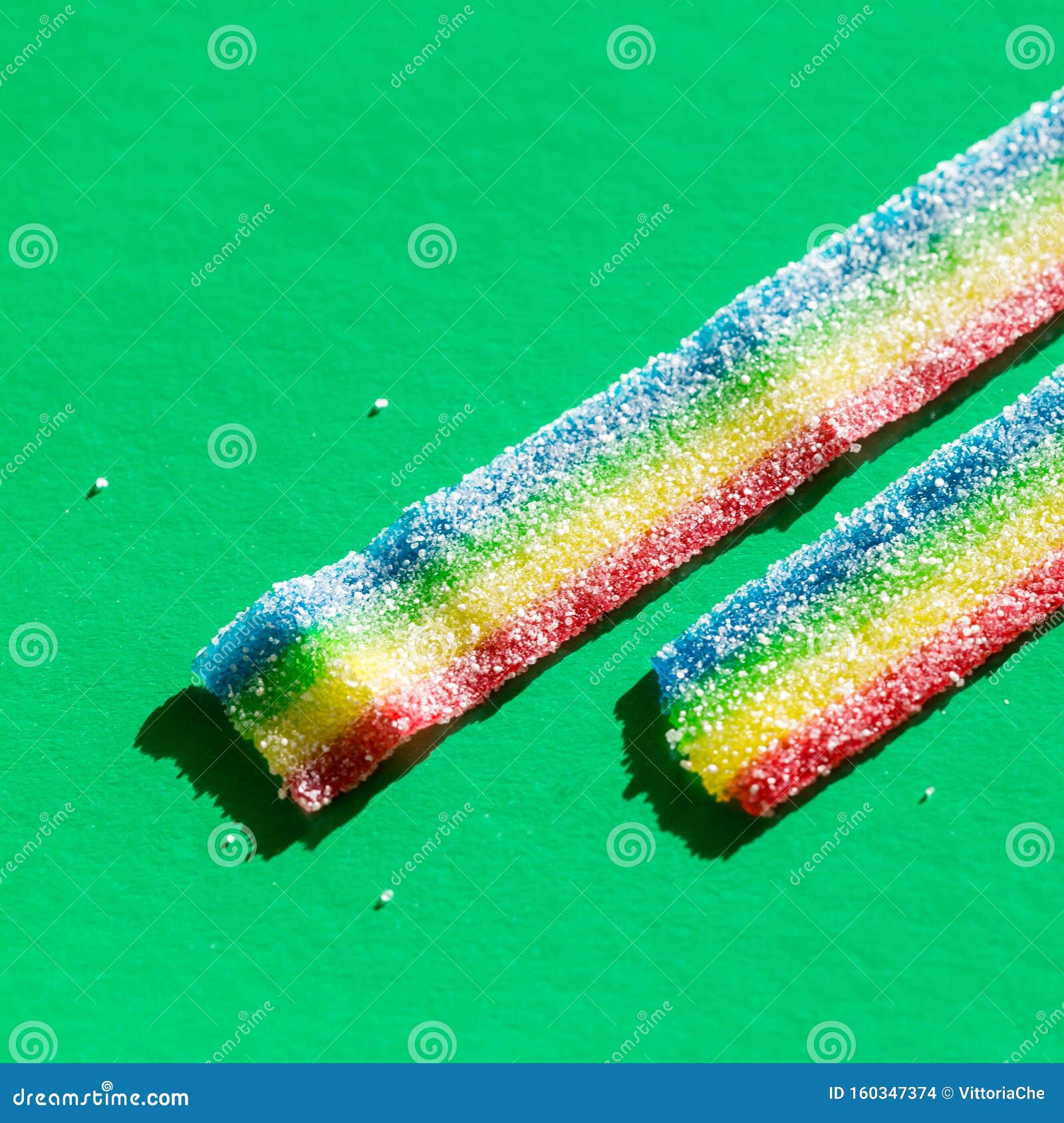 Long Rainbow Colored Marmalade Candy. Versicolor Marmalade In The Sugar ...
