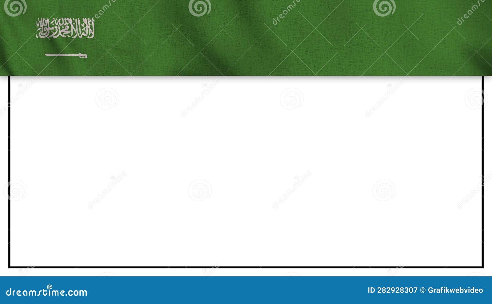 Long Realistic Saudi Arabia Flag and Blank Area Stock Illustration ...