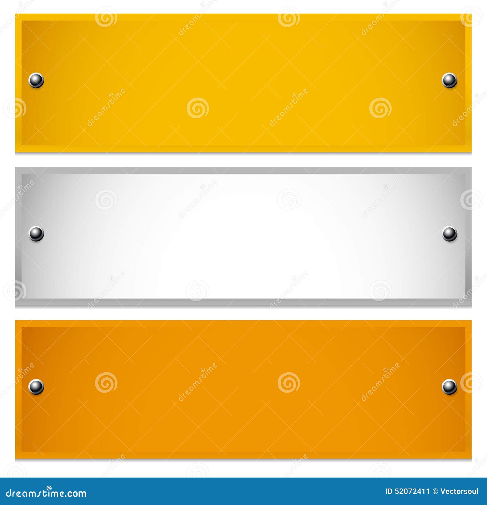Long, Rectangle Golden, Silver, Bronze Plaques with Rivets. she Stock ...