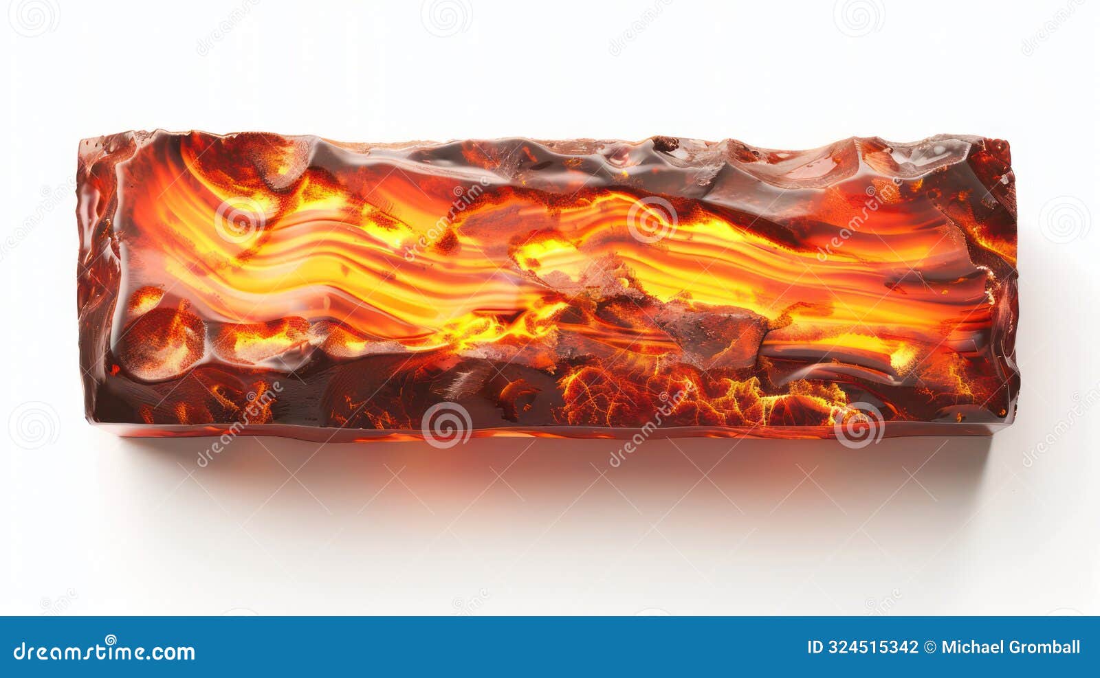 Long Rectangle Molten Lava Button Isolated on White Created with ...