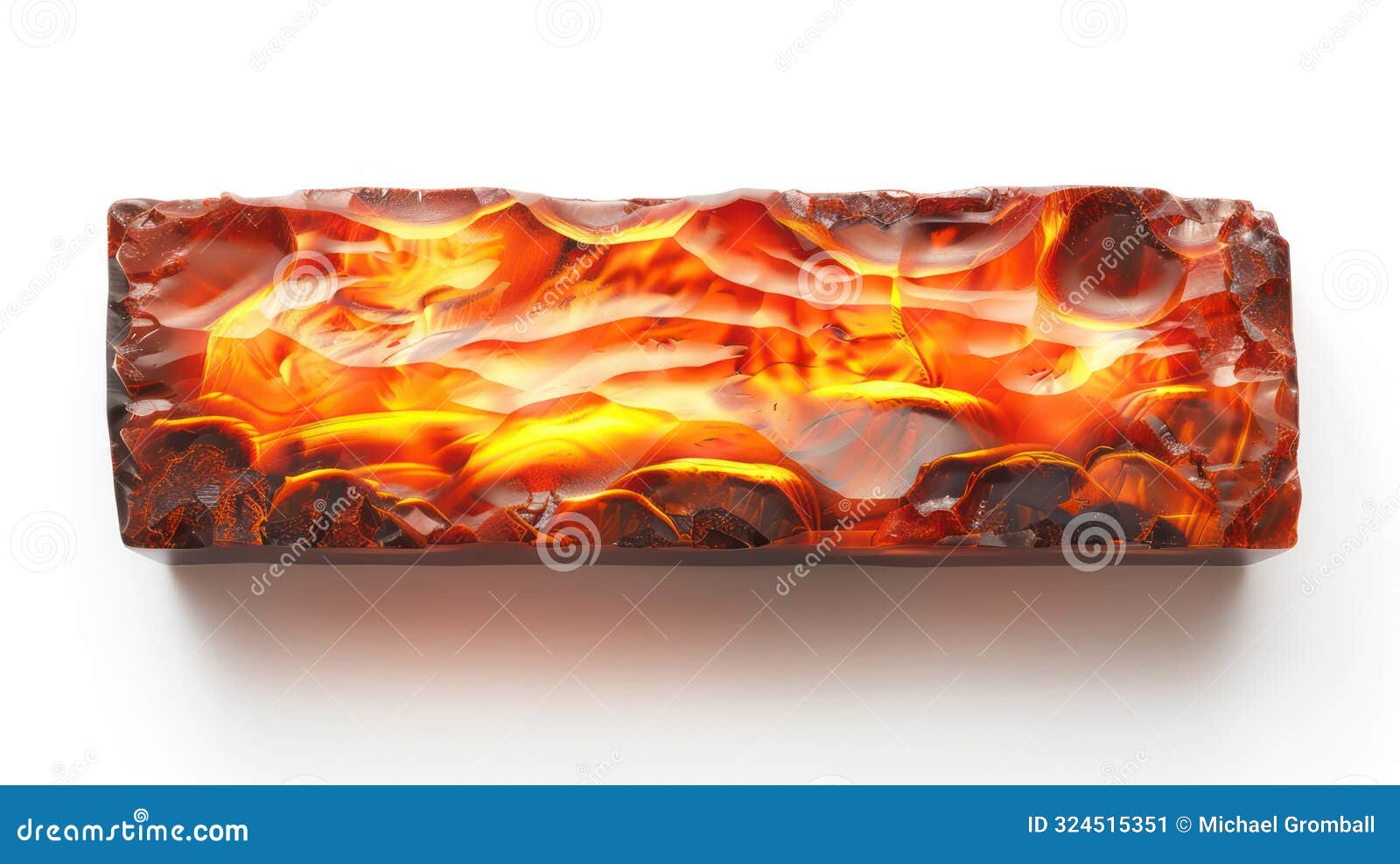 Long Rectangle Molten Lava Button Isolated on White Created with ...