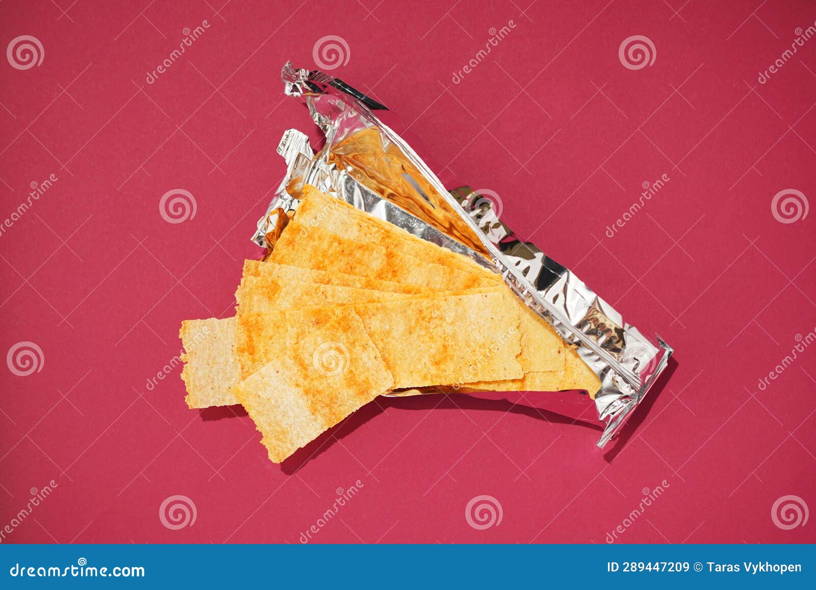 Long Rectangular Chips on a Bright Pink Background Stock Image - Image ...
