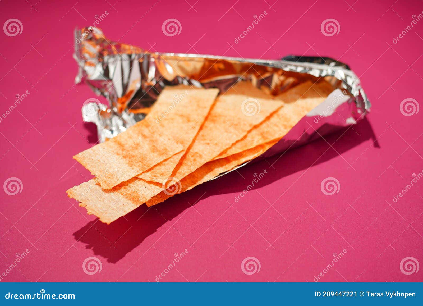 Long Rectangular Chips on a Bright Pink Background Stock Image - Image ...