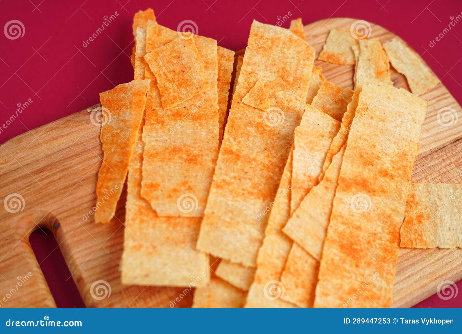 Long Rectangular Chips on a Bright Pink Background Stock Image - Image ...