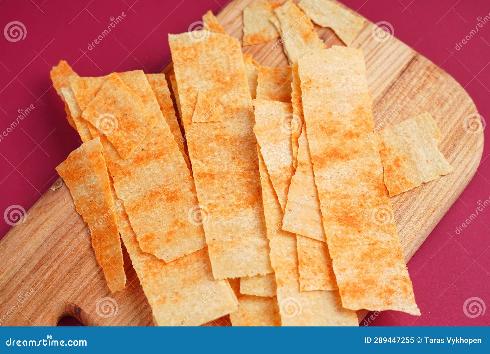 Long Rectangular Chips on a Bright Pink Background Stock Image - Image ...