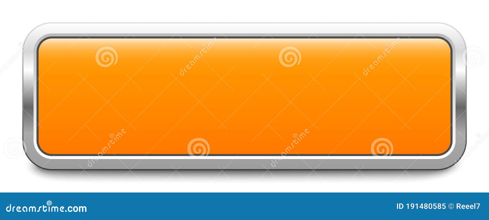 Long Rectangular Orange Metal Button Isolated on a White Background ...