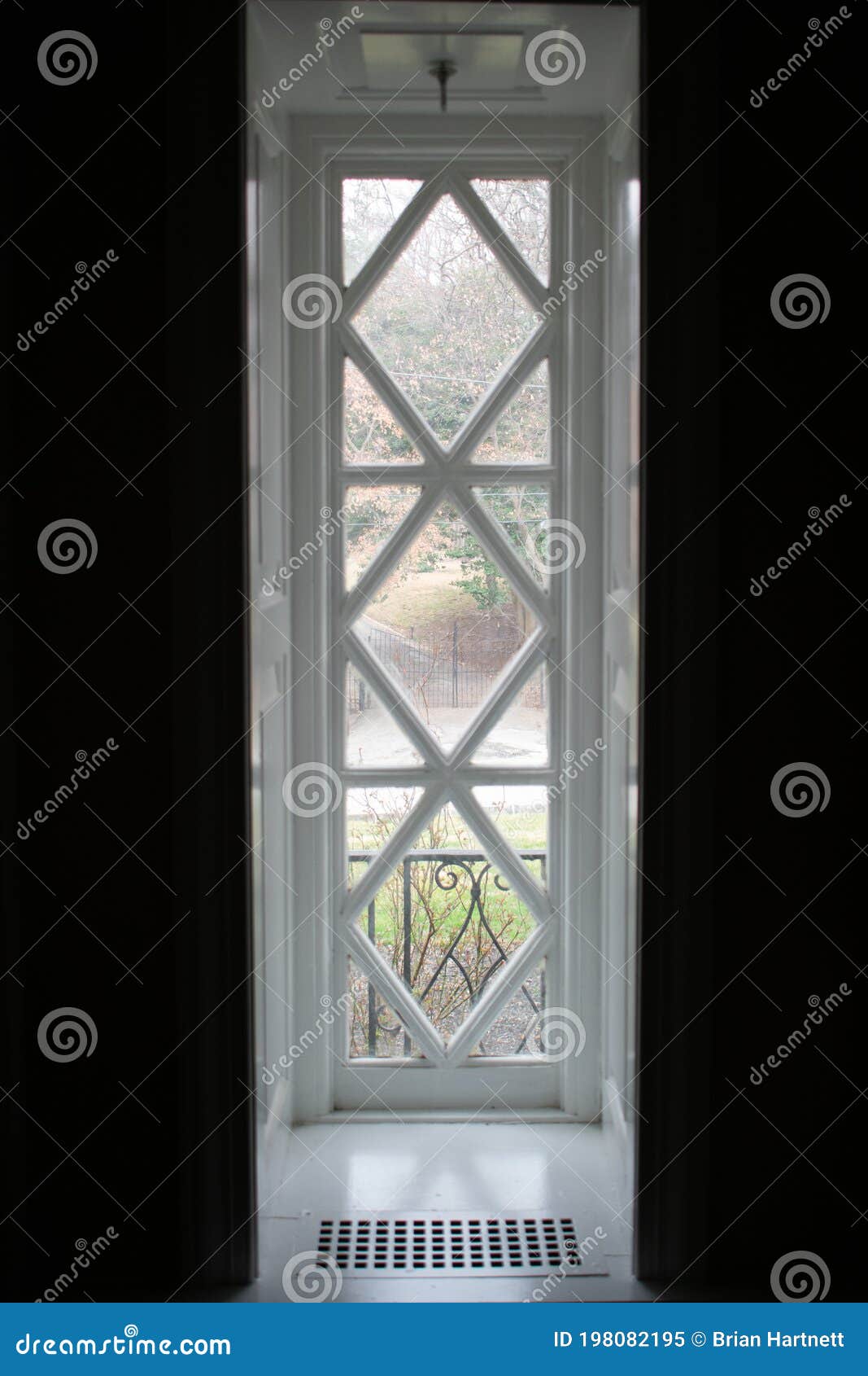 A Long Rectangular Window with a Diamond Pattern Stock Image - Image of ...