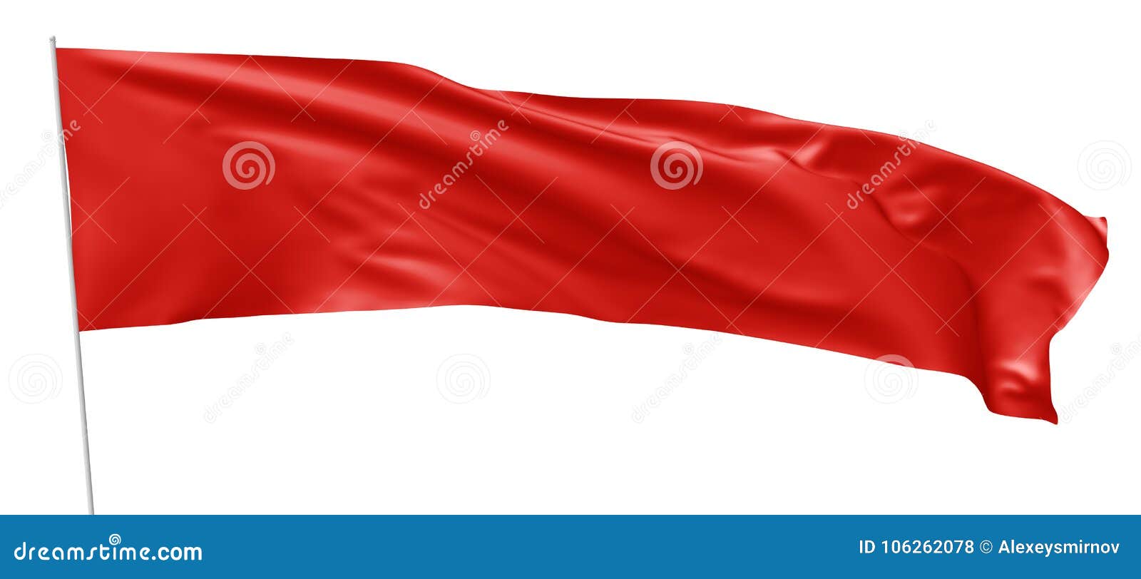 Long Red Flag with Flagpole Waving in Wind Stock Illustration ...