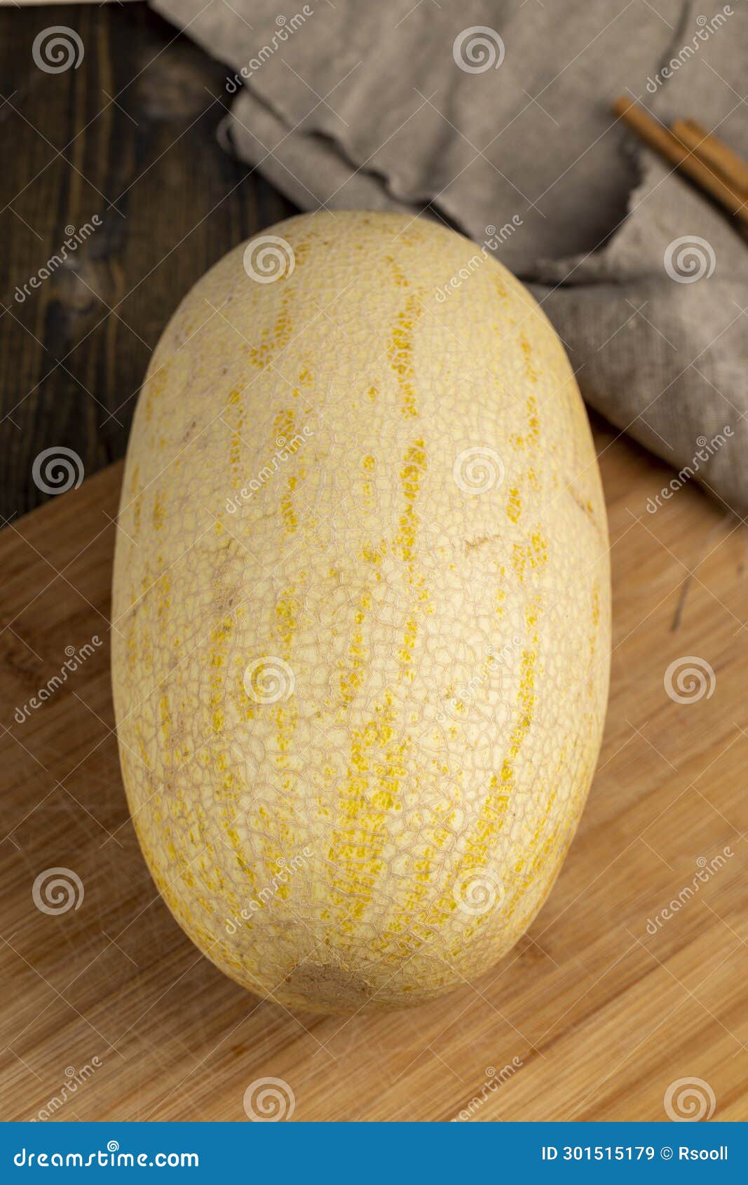 Long Ripe Yellow Melon on the Table Stock Image - Image of dessert ...