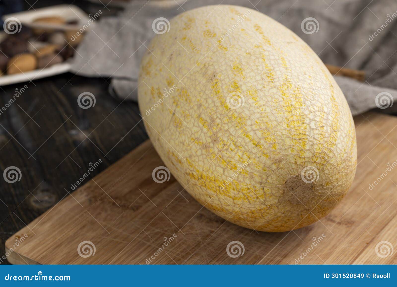 Long Ripe Yellow Melon on the Table Stock Image - Image of diet, dish ...