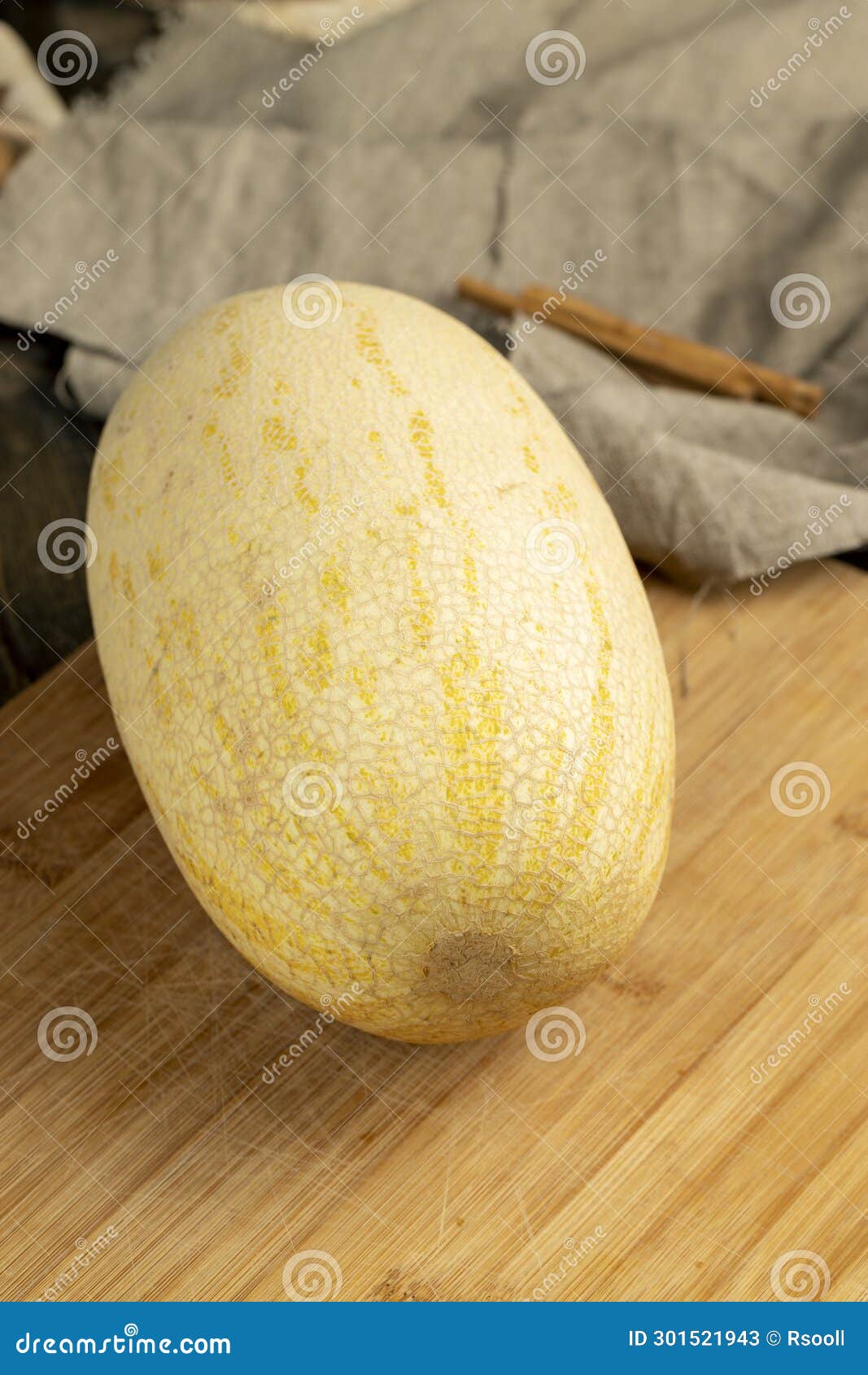 Long Ripe Yellow Melon on the Table Stock Image - Image of bright ...