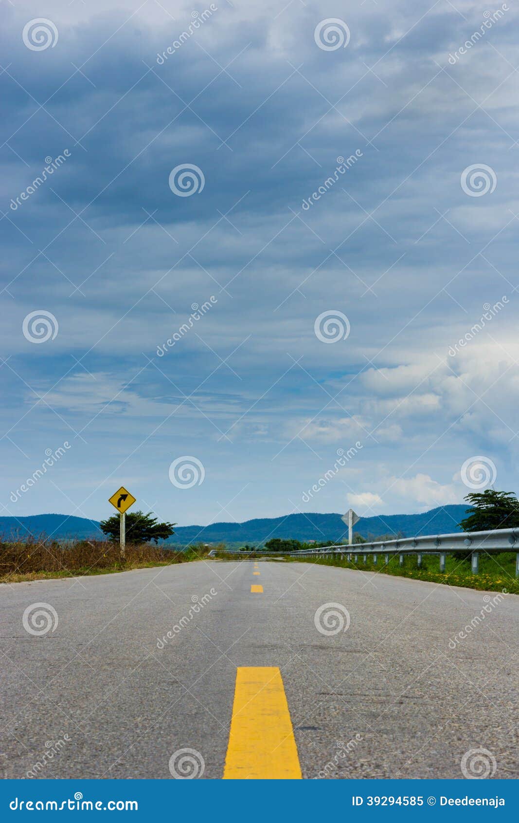 Long road and Curved signs stock image. Image of peaceful - 39294585