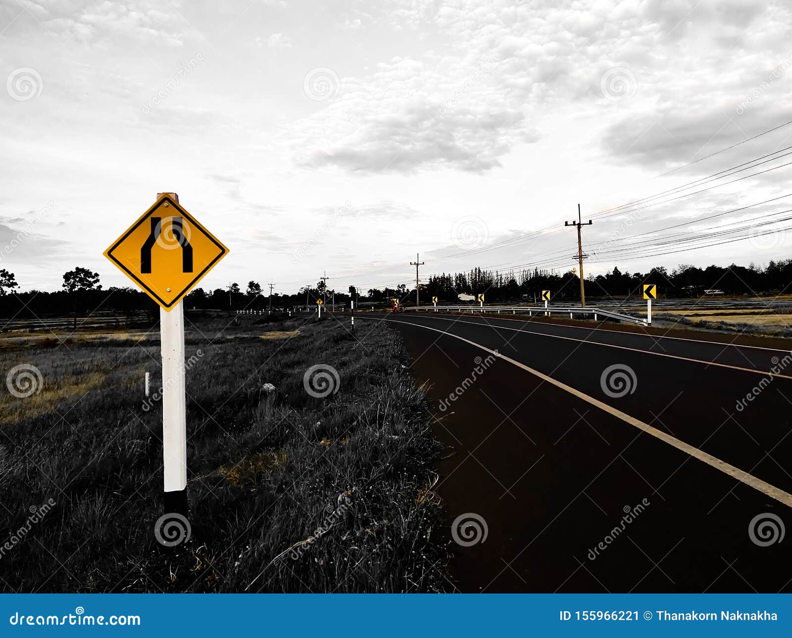 Long Road when Looking Forward Sign Indicating Driver To Know the Path ...