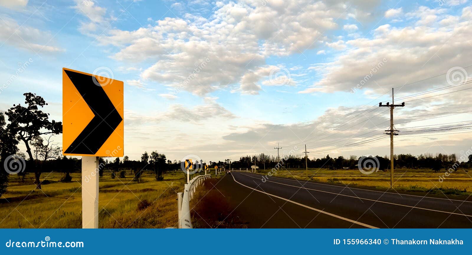 Long Road when Looking Forward Sign Indicating Driver To Know the Path ...