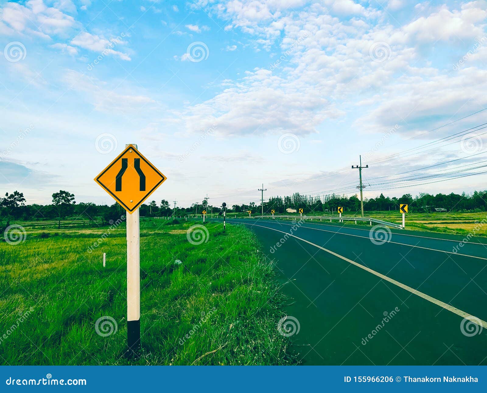 Long Road when Looking Forward Sign Indicating Driver To Know the Path ...