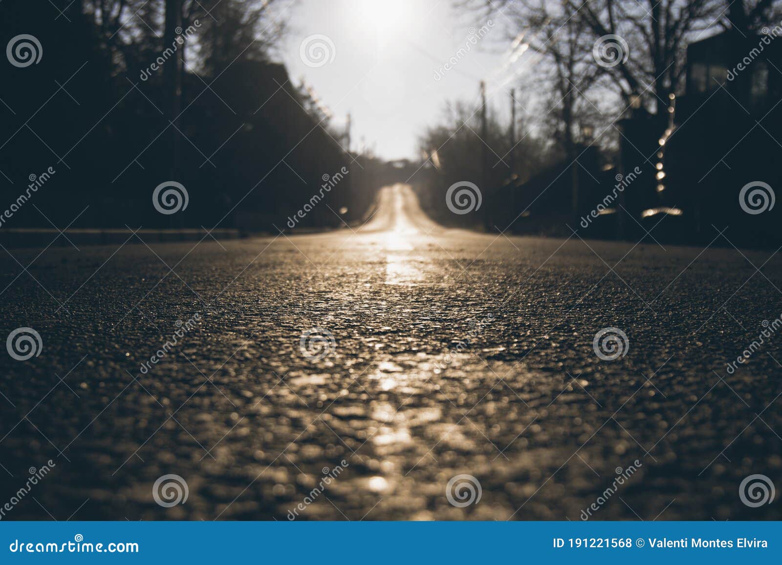 Long Road Perspective with Textured Asphalt Stock Photo - Image of ...