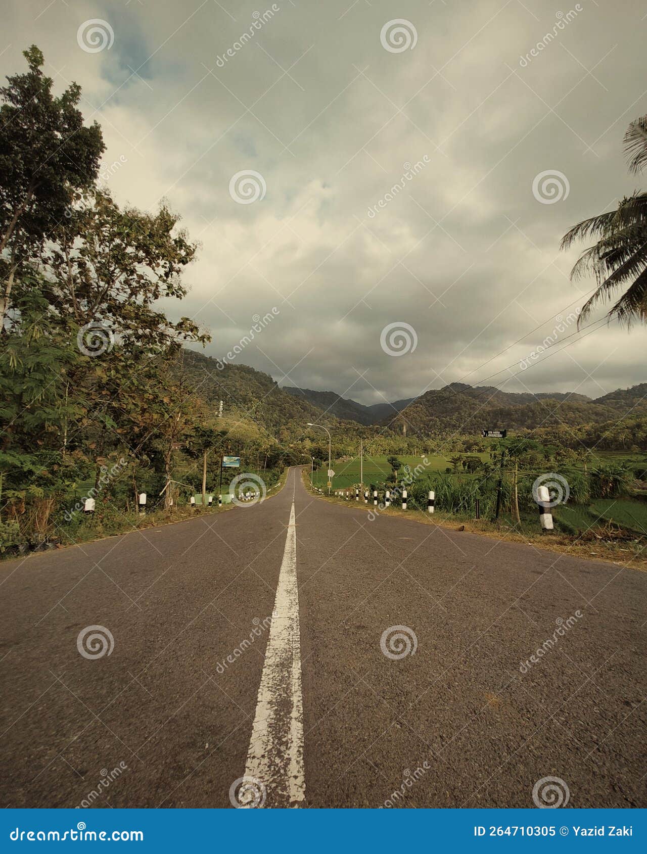 A Long Road Stretches in the Middle of Village Stock Image - Image of ...