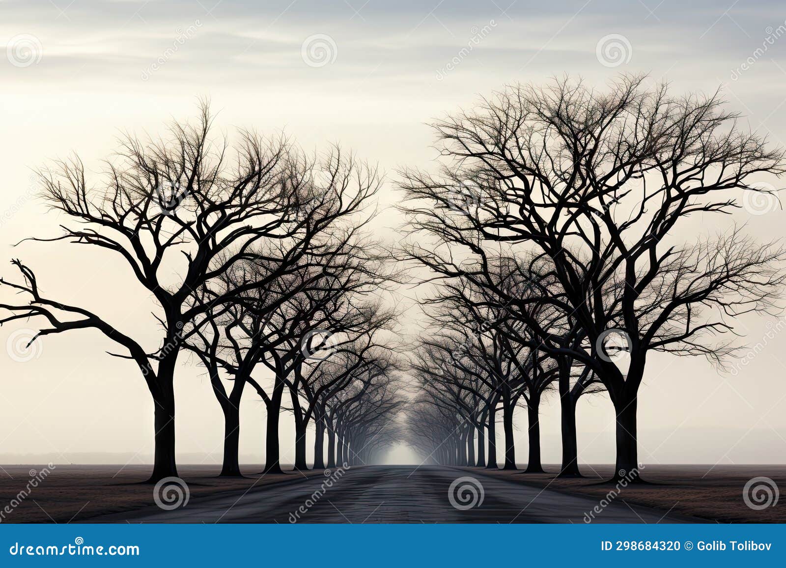 A Long Road with Trees on Both Sides of it Stock Illustration ...